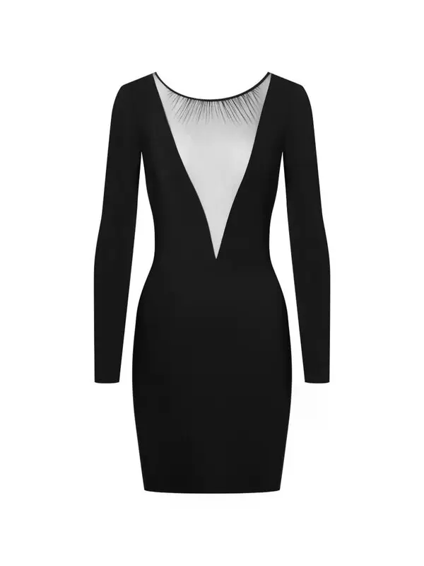 SCANDALE Nuit Fauve Mesh-panel Mini Dress - Black