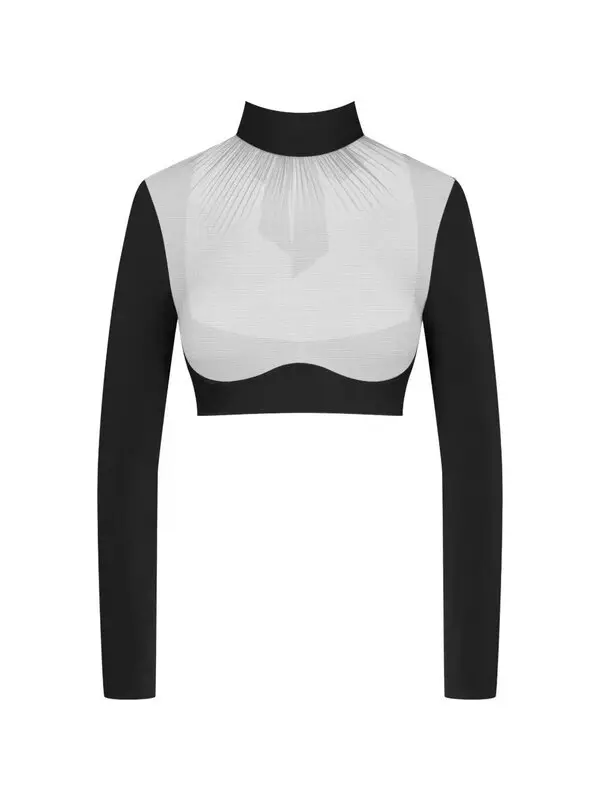 SCANDALE Nuit Fauve Tulle-panelled Top