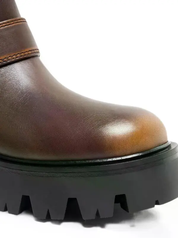 Prada Leather Booties - Brown