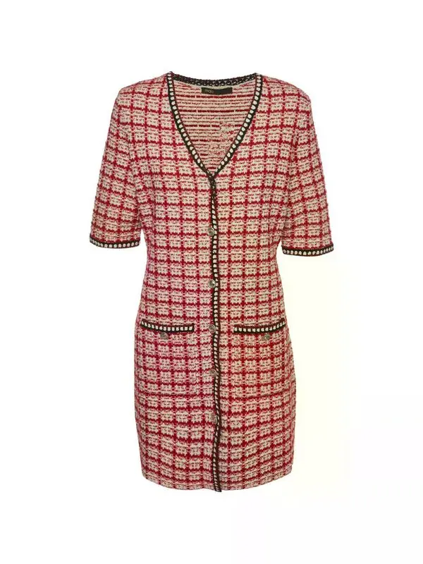 Maje Retalo Checked-pattern Mini Dress - Red