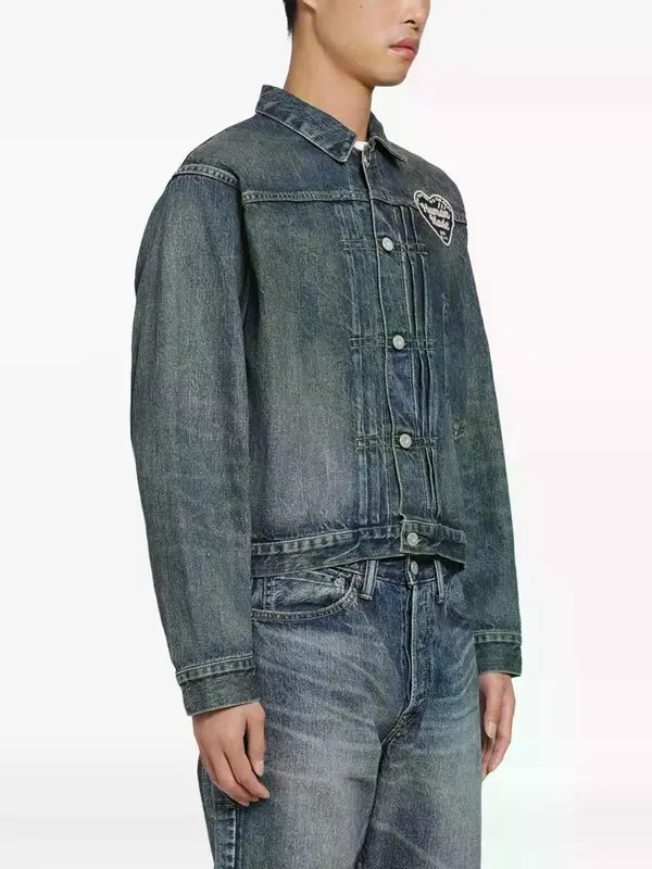 HUMAN MADE Logo-patch Pleated Denim Jacket