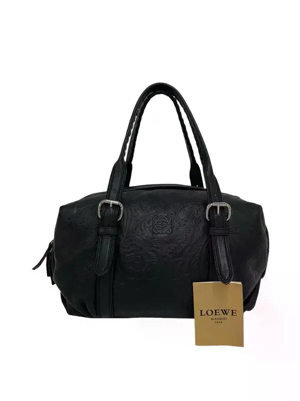 Loewe 2000-2026 Leather Anagram Floral Embossed Handbag