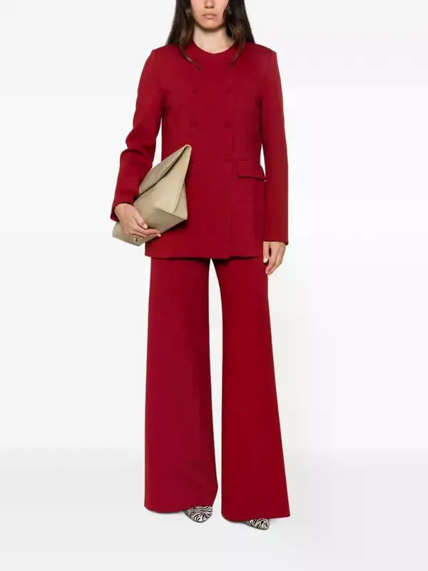 Liviana Conti Crew-neck Double-breasted Coat - Red