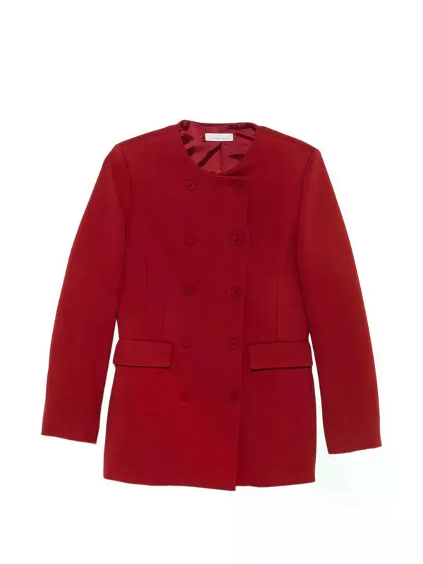Liviana Conti Crew-neck Double-breasted Coat - Red