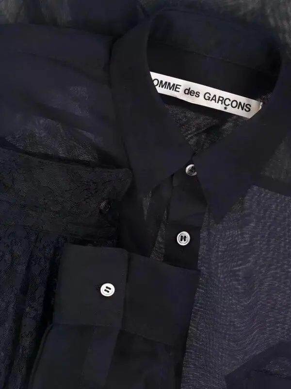Comme Des Garçons Lace-panelled Sheer Blouse