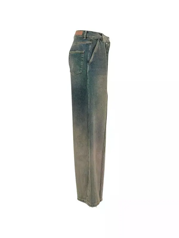 Palm Angels Pleated Wide-leg Jeans