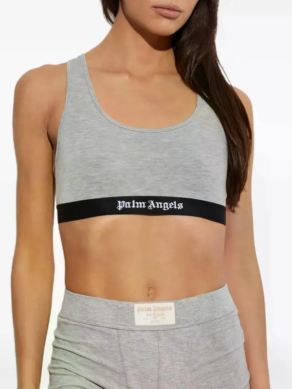 Palm Angels Logo-underband Racerback Top - Grey