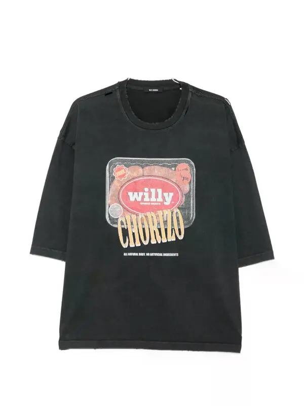 WILLY CHAVARRIA Especial Chorizo Buffalo Graphic-print Distressed T-shirt - Black