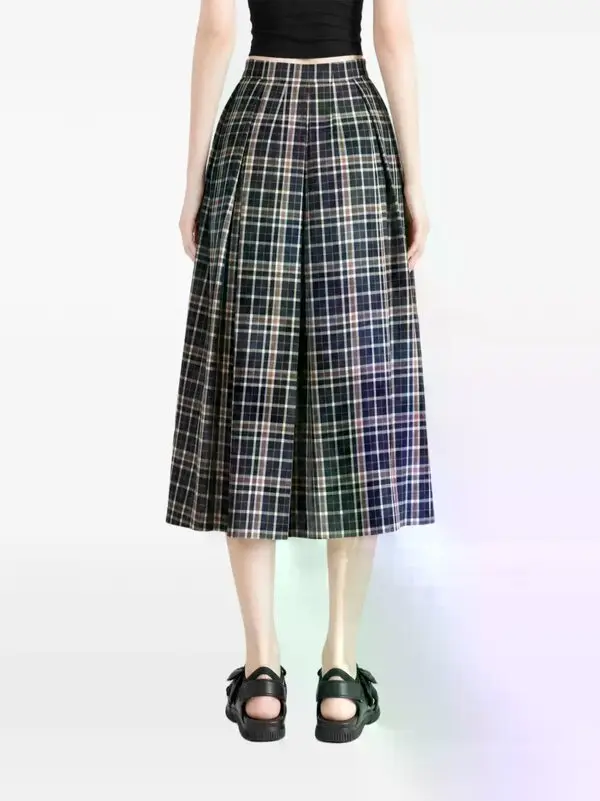 MARGARET HOWELL Check-pattern Pleated Midi Skirt
