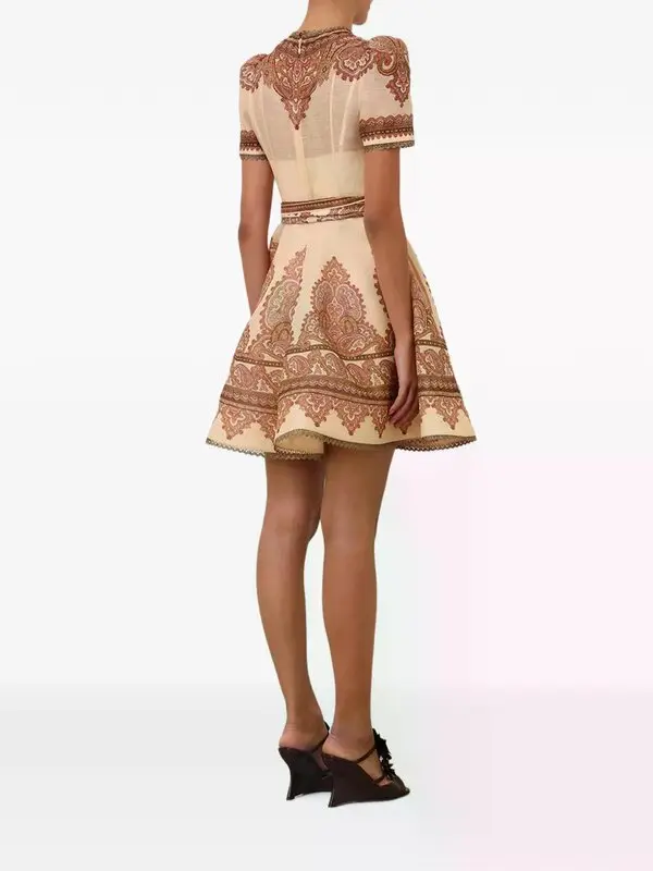 Zimmermann Ascent Picnic Paisley-print Mini Dress - Neutrals