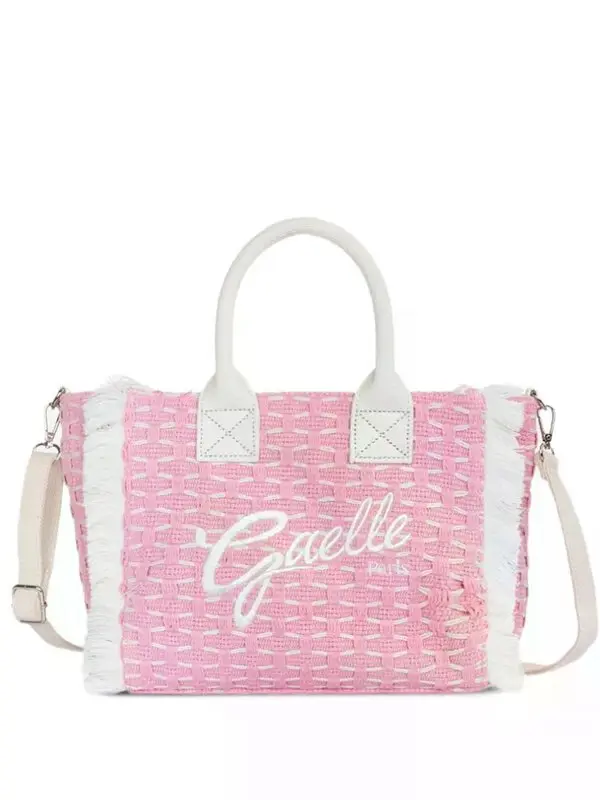 GAELLE PARIS Fringed Logo-embroidered Tote Bag - Pink