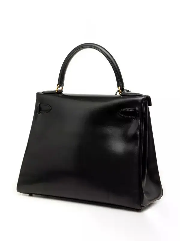 Hermès 1999 Box Calf Kelly Retourne 28 Satchel - Black