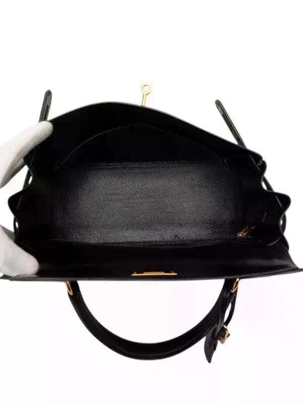 Hermès 1999 Box Calf Kelly Retourne 28 Satchel - Black