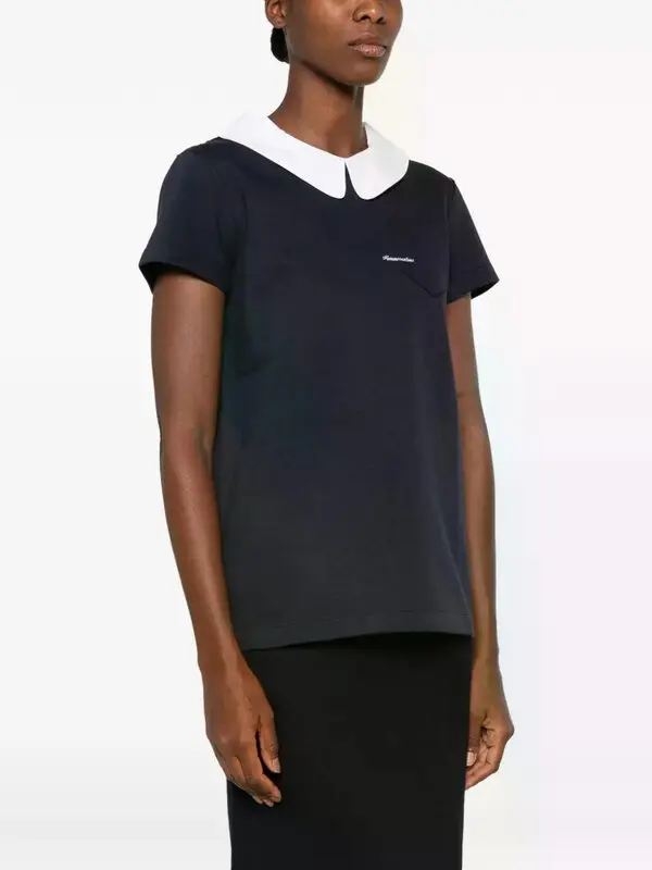 N°21 Contrast-collar Chest-pocket Top