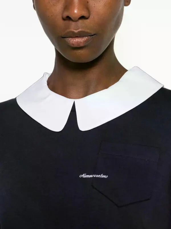N°21 Contrast-collar Chest-pocket Top