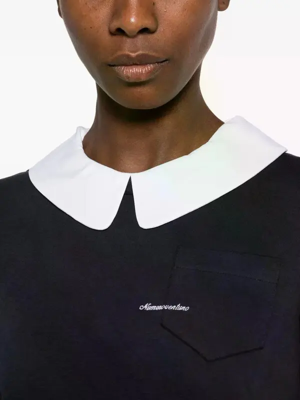 N°21 Contrast-collar Chest-pocket Top - Blue