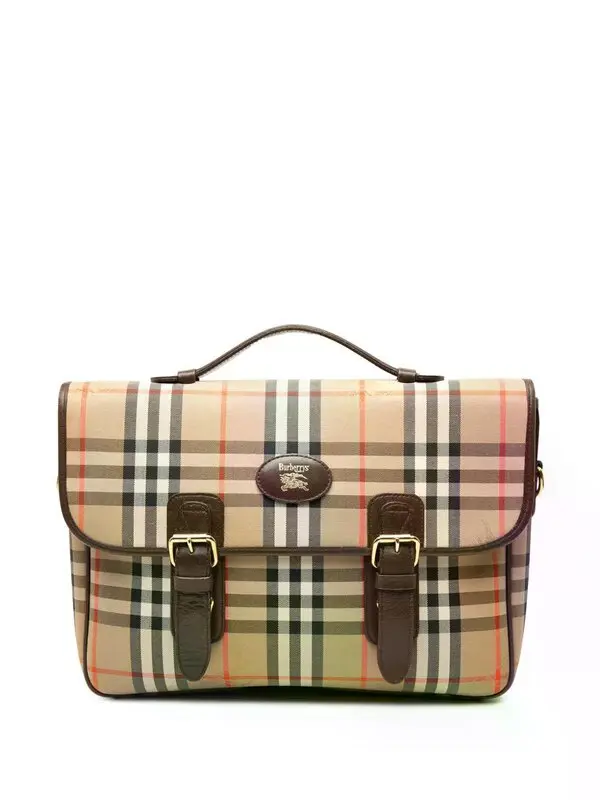 Burberry 20th Century Haymarket Check Canvas Business Bag - Neutrals