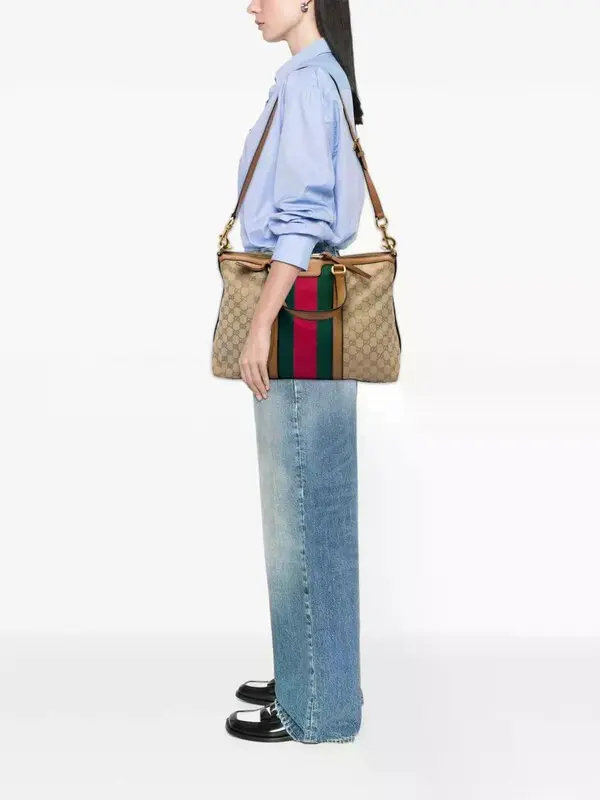 Gucci 2016-2026 Medium Gg Canvas Web Rania Top Handle Bag Satchel