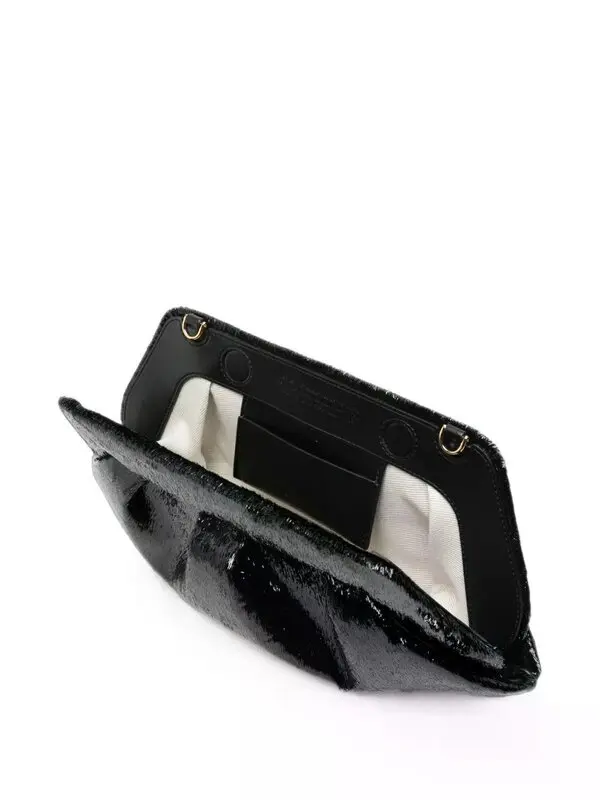 THEMOIRE Bios Ruched Metallic-effect Clutch Bag