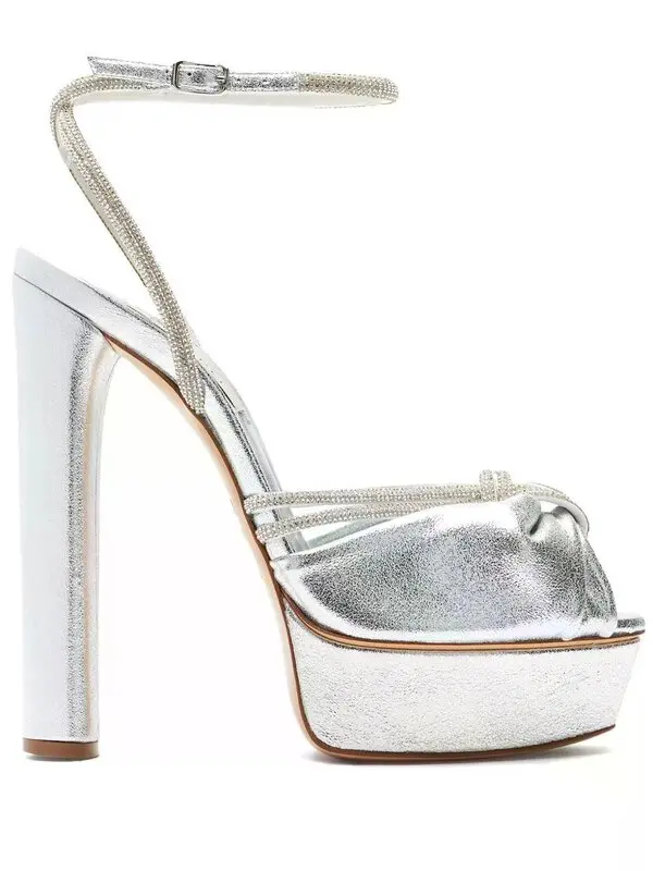 Casadei 140mm Taylor Flora Wonder Platform Sandals - Silver