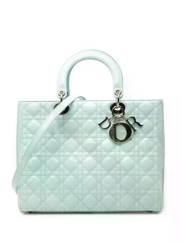 Dior 2013 Large Patent Cannage Lady Satchel - Blue