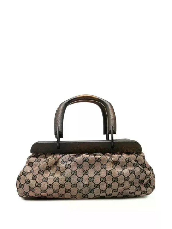 Gucci 2000-2015 Gg Canvas Wood Frame Handbag