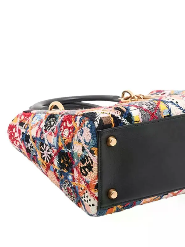 Dior 2000-2026 Medium Embroidered Peace And Love Patchwork Lady Satchel