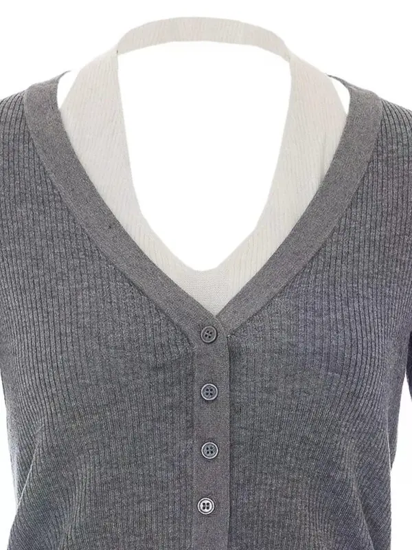 ELEH Ribbed-knit Layered Cardigan