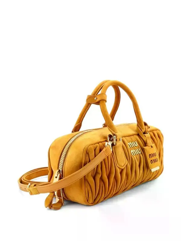 Miu Miu Arcadie Top Handle Bag Matelasse Leather Large Satchel - Yellow