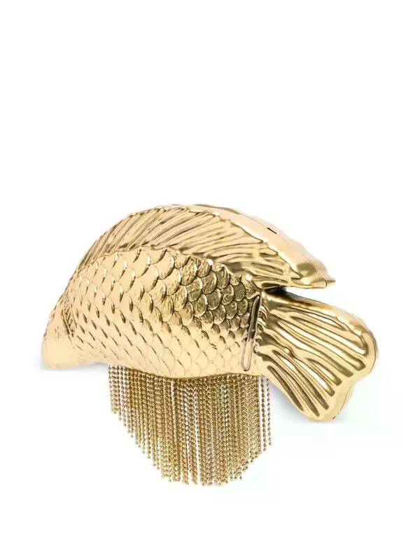 Cult Gaia Neemo Fish-shaped Fringed Clutch Bag - Gold