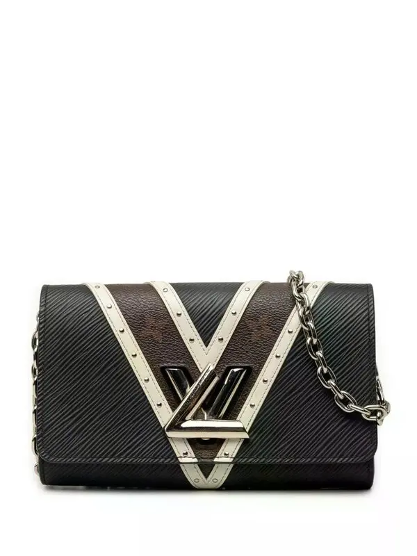 LOUIS VUITTON 2018 Epi Monogram Studded Twist Wallet On Chain Crossbody Bag - Black