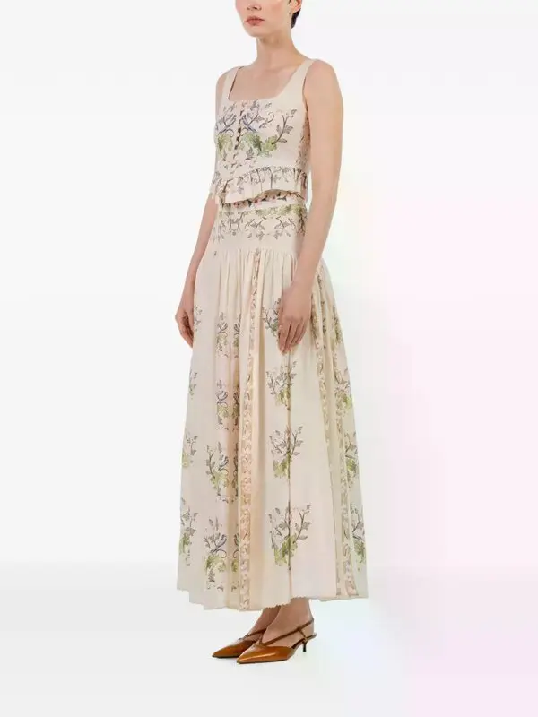 Agua Bendita Eslabón Anhelo Ruffled Floral-print Top