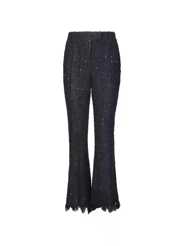 Matieres Fecales Sequin-embellished Frayed Trousers - Black