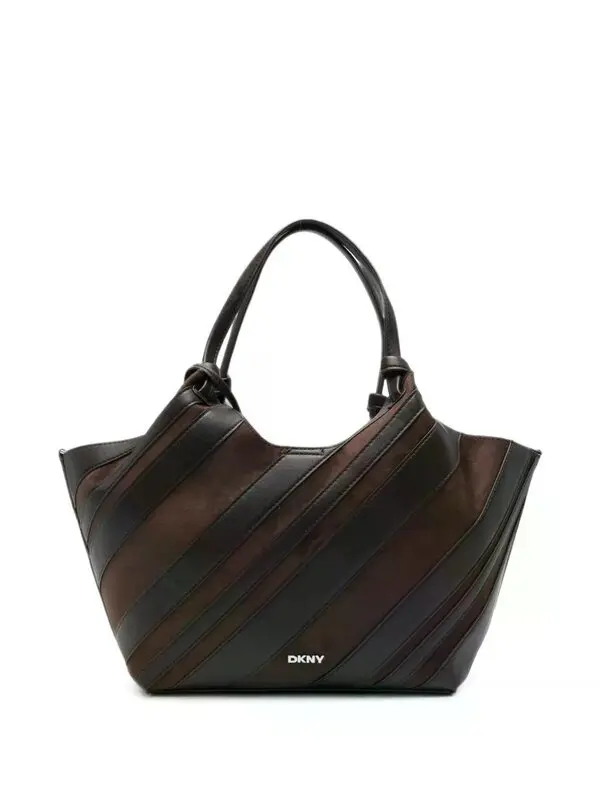 Dkny Medium Paula Diagonal-stripe Tote Bag - Brown