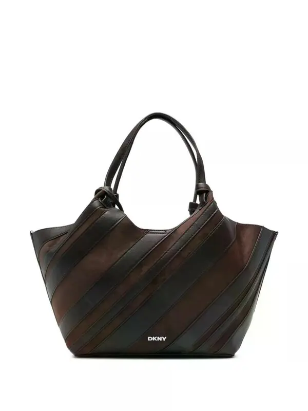 Dkny Medium Paula Diagonal-stripe Tote Bag - Brown