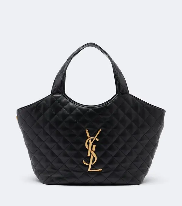 Saint Laurent Icare Medium Quilted Leather Shopper - Black
