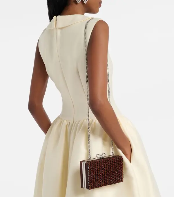 SELF-PORTRAIT Bow Crystal-embellished Clutch