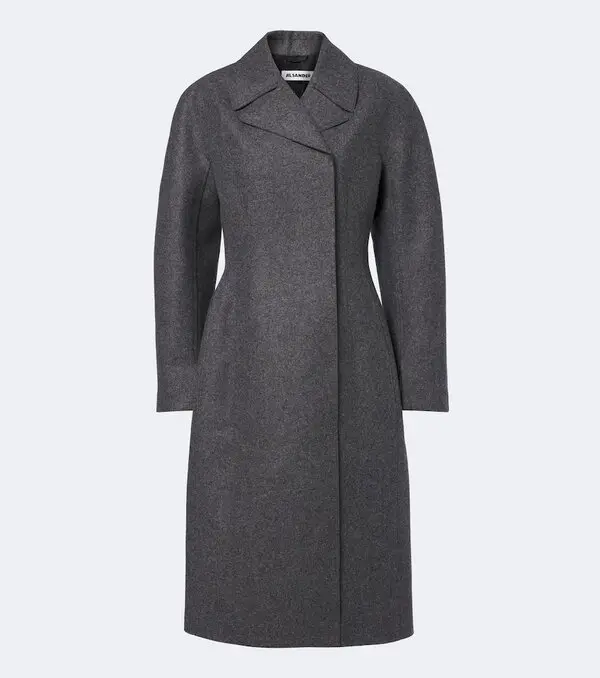 JIL SANDER Double-breasted Virgin Wool Coat - Grey