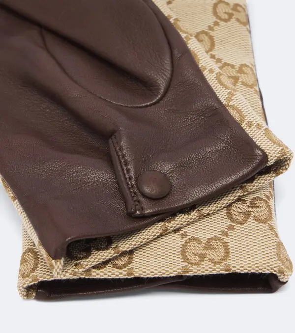 Gucci Gg Canvas Leather Gloves