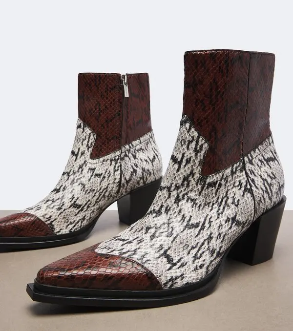 JIMMY CHOO Cece Snake-effect Leather Cowboy Boots