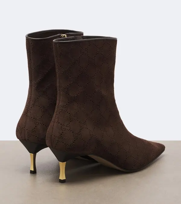 Gucci Bombshell Gg Laser-cut Suede Ankle Boots