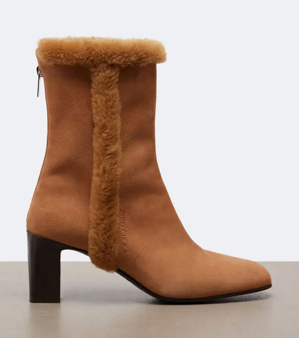 JIMMY CHOO Daze Shearling-trimmed Suede Ankle Boots