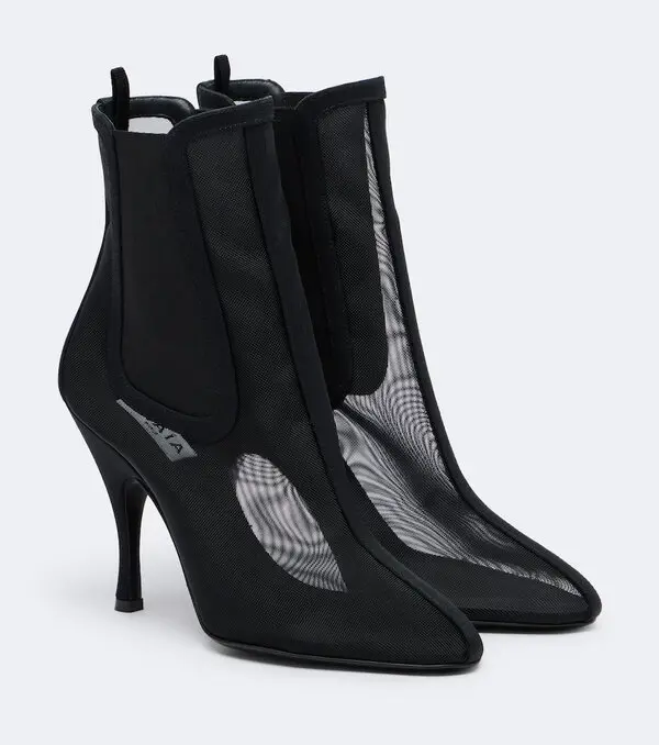 Alaïa Mesh Ankle Boots - Black