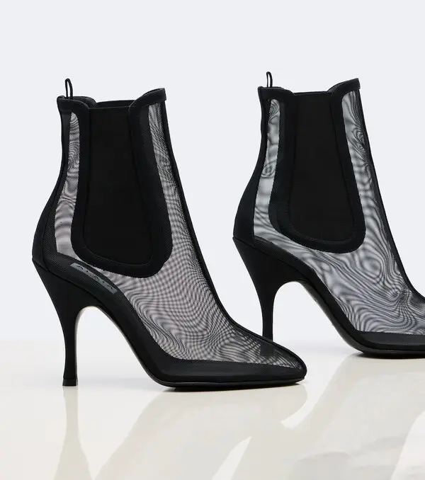 Alaïa Mesh Ankle Boots - Black
