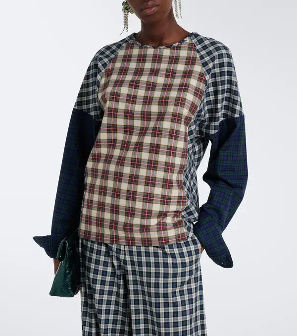 Dries Van Noten Checked Cotton Flannel Top