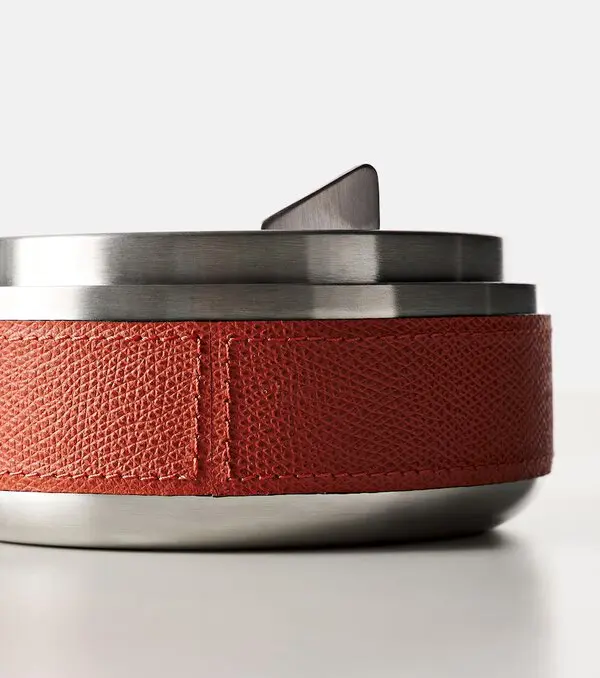 GIOBAGNARA Libeccio Stainless Steel And Leather Ashtray