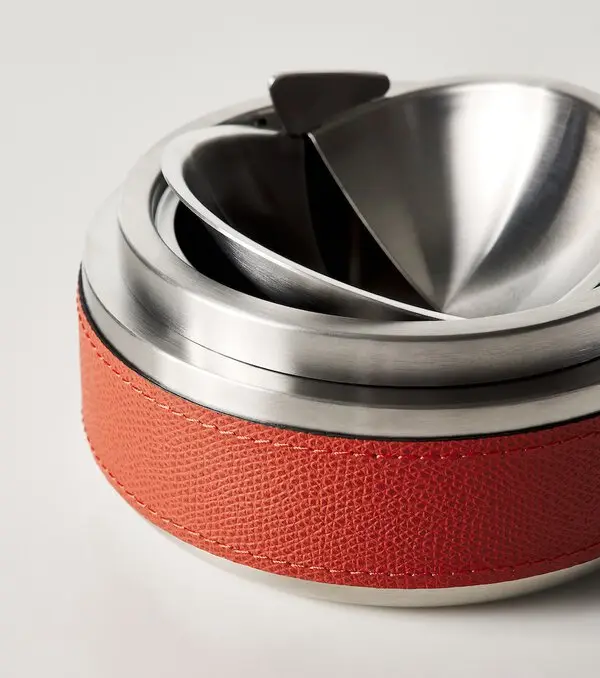GIOBAGNARA Libeccio Stainless Steel And Leather Ashtray