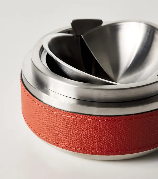 GIOBAGNARA Libeccio Stainless Steel And Leather Ashtray