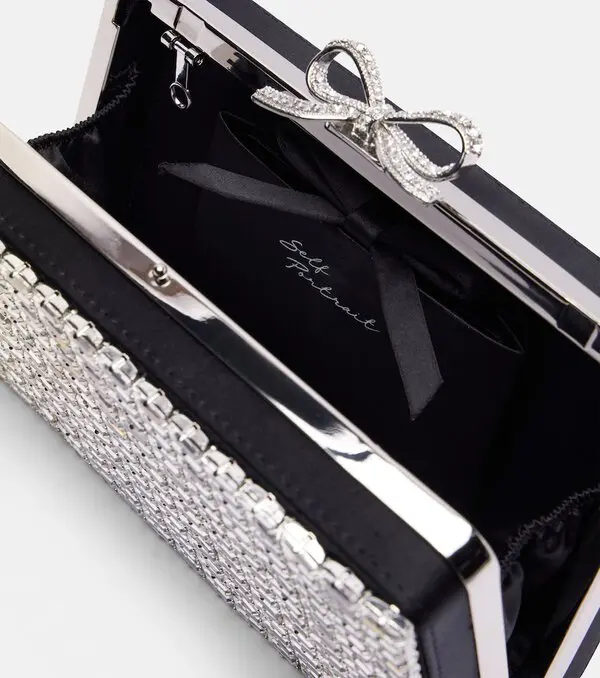 SELF-PORTRAIT Bow Crystal-embellished Clutch