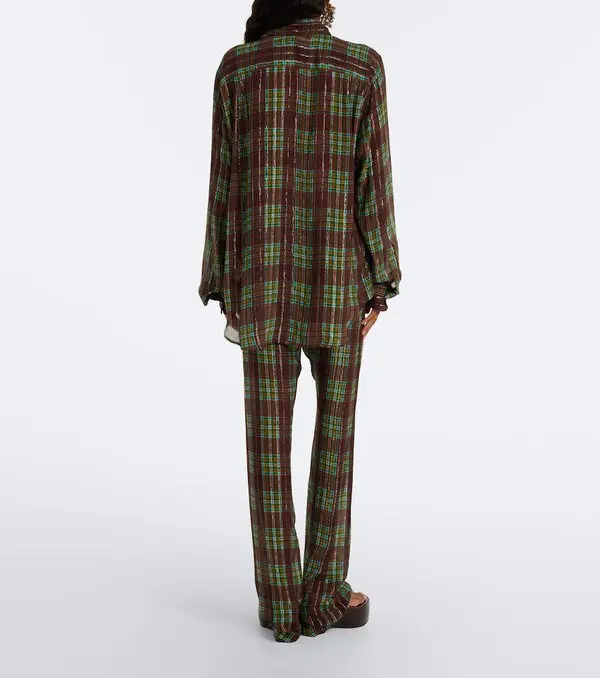 Dries Van Noten Plaid Wide-leg Pants - Multicoloured